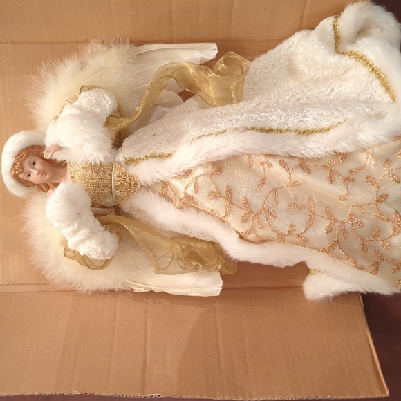 Holiday | Vintage Porcelain Angel Tree Topper White And Gold | Poshmark